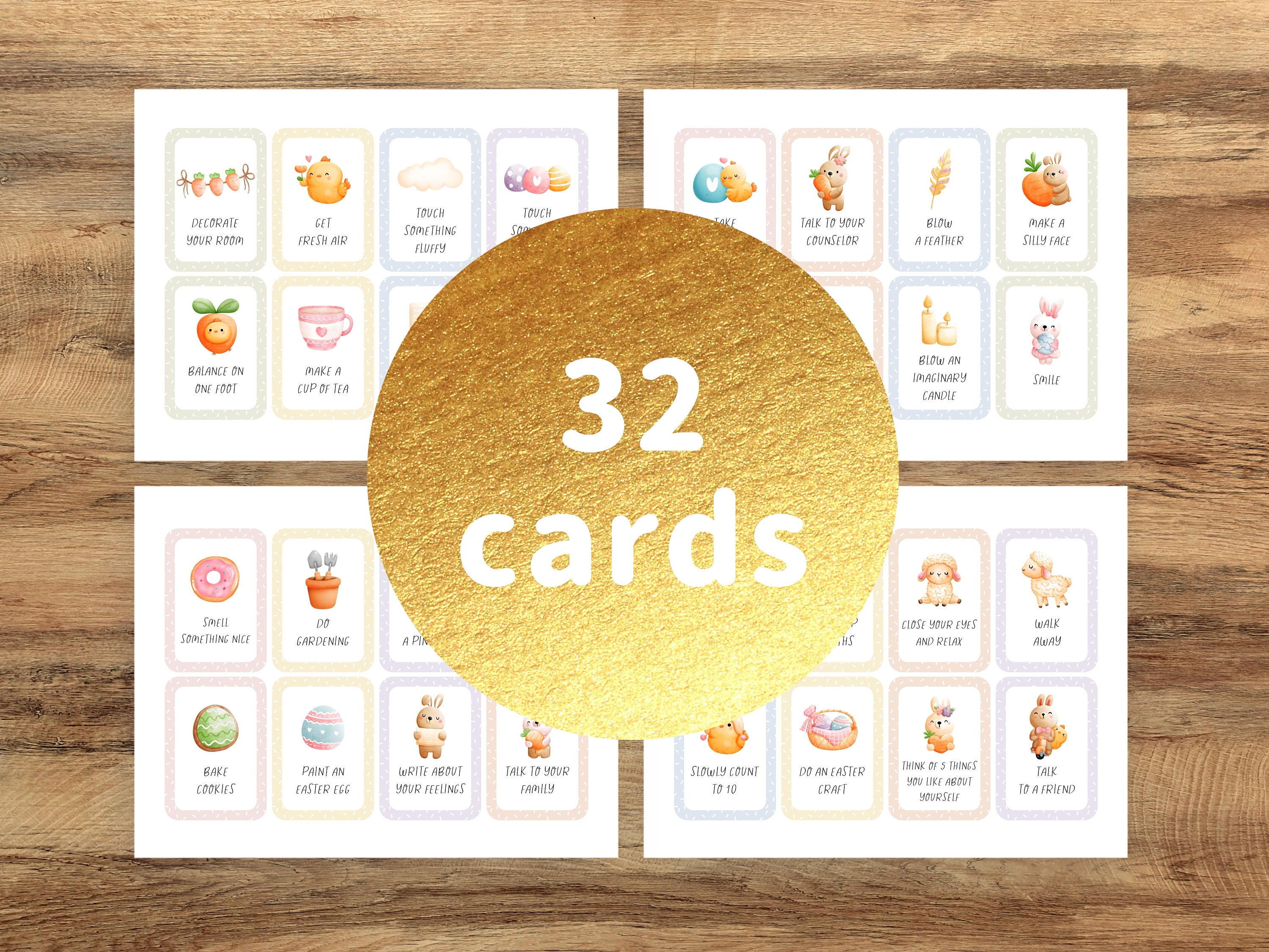 Easter Coping Skills Cards Printable for Kids, Cute Pastel Calm Down ...