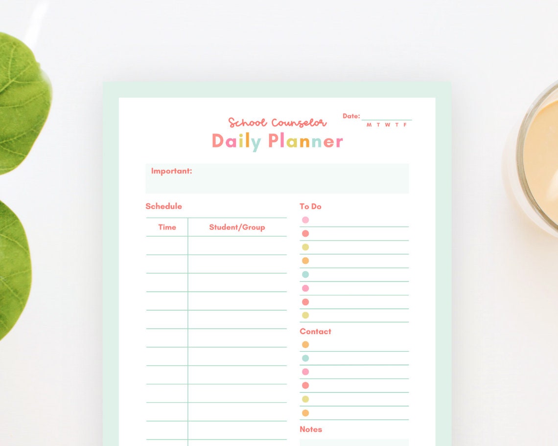 School Counselor Daily Planner Notepad, Schedule, to Do, Contact - Etsy