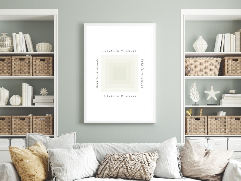 Box Breathing Wall Art Pastel Green Gradation, Simple Aesthetic ...