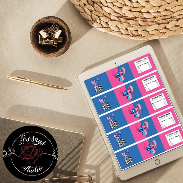 Stitch and Angel Water Bottle Labels - Etsy