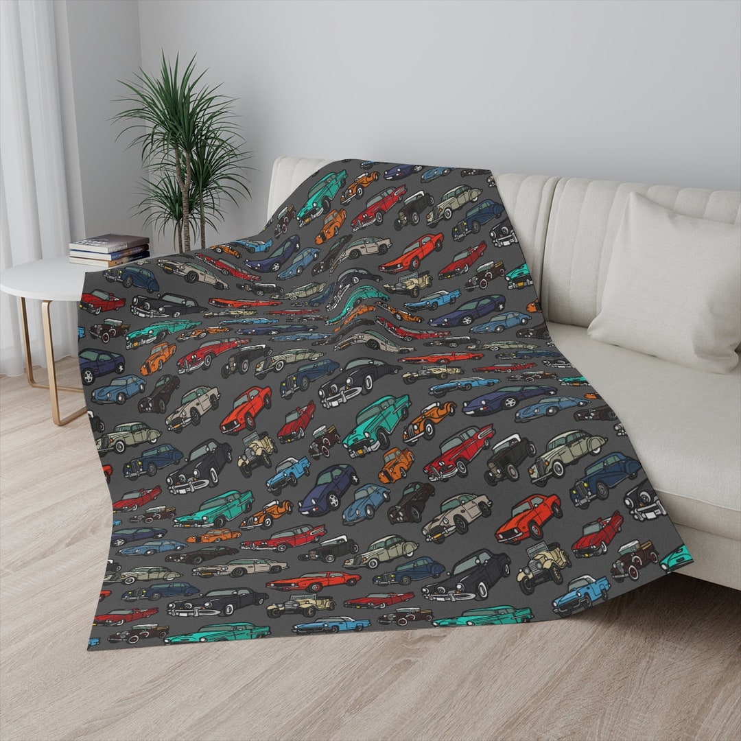 Classic Car Blanket Car Themed Blanket Sherpa Blanket Winter Blanket ...