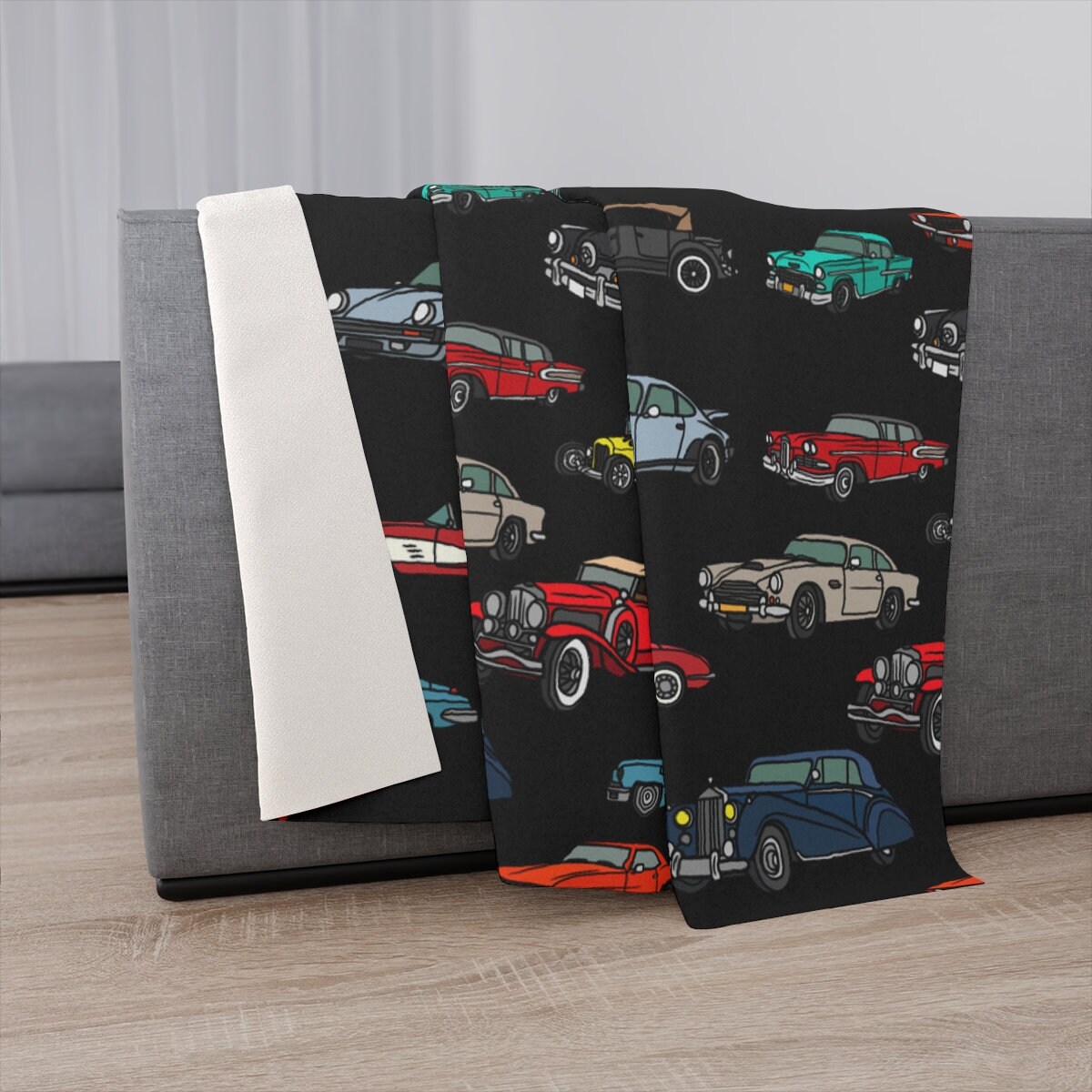 Classic Car Blanket Car Themed Blanket Sherpa Blanket Winter Blanket ...