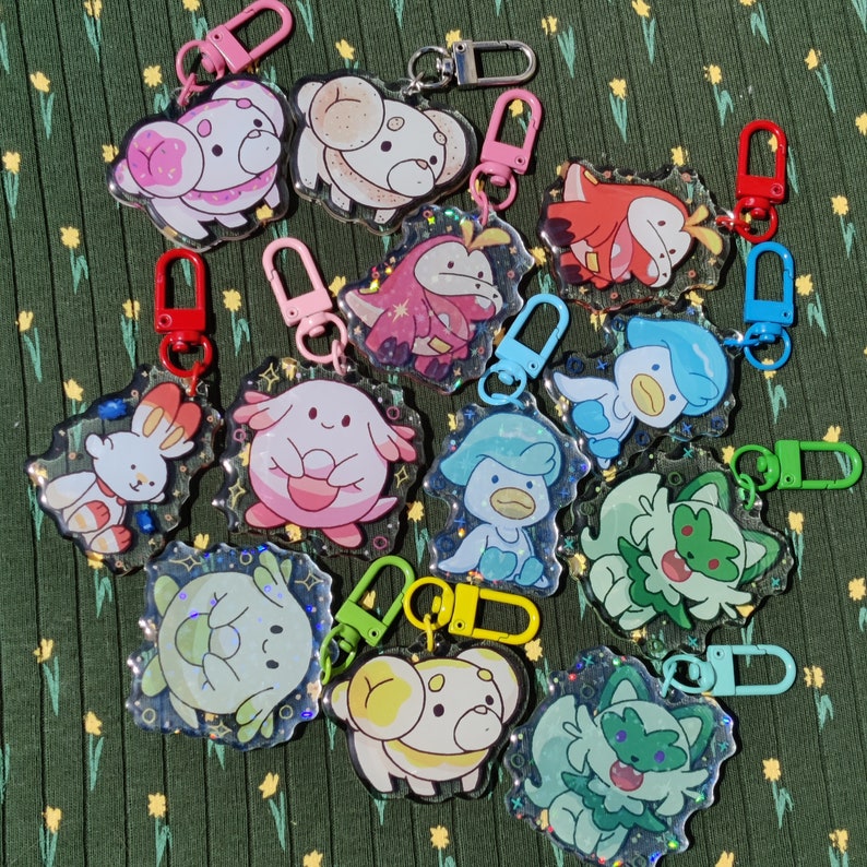 Pocket Monster Pokemon Charms Shiny Chansey Fuecoco Scorbunny Quaxly ...