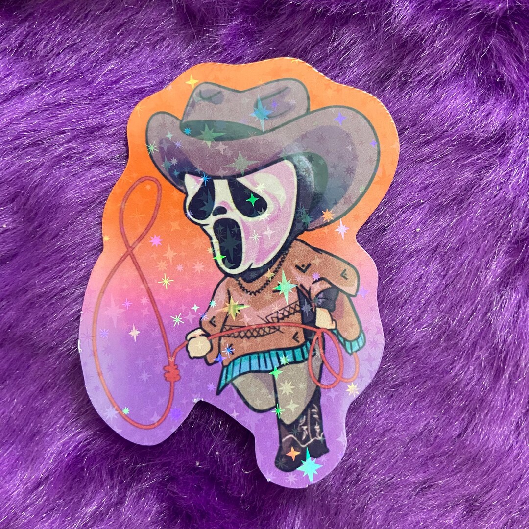 Western Slasher | 3" Sticker, Halloween Holo Sticker, Cute Art Decal ...