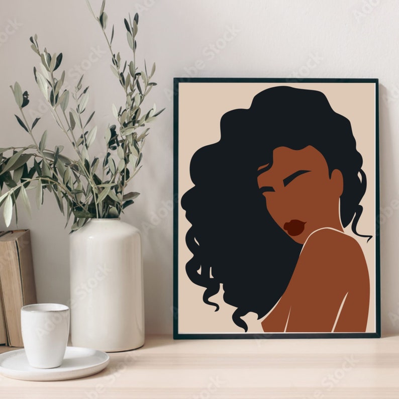 Black Woman Hair Wall Art, Black Woman Wall Art, Braids Hair Wall Art, Aesthetic Black Woman ...