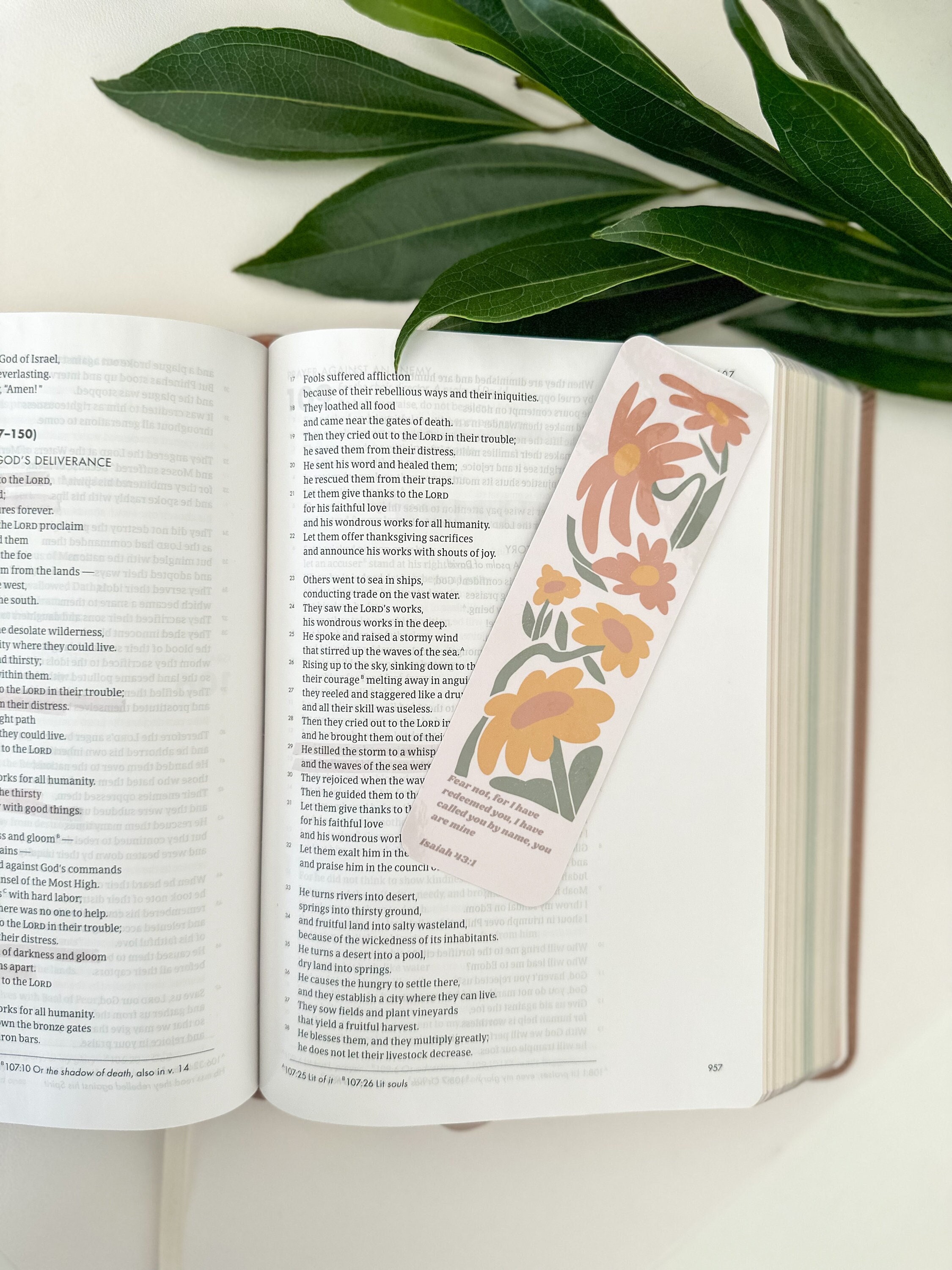 Bible Verse Bookmark, Bookmark for Bible, Flower Scripture Bookmark ...