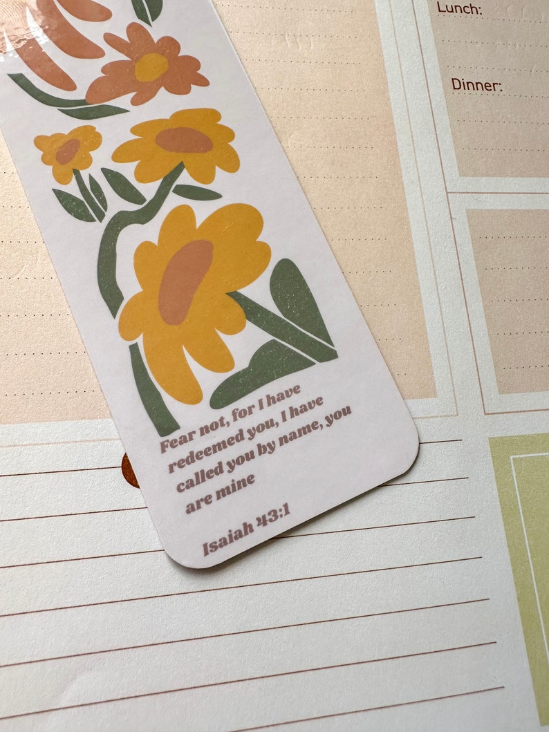 Floral Bible Verse Bookmark, Isaiah 43:1, Christian Gift - Etsy