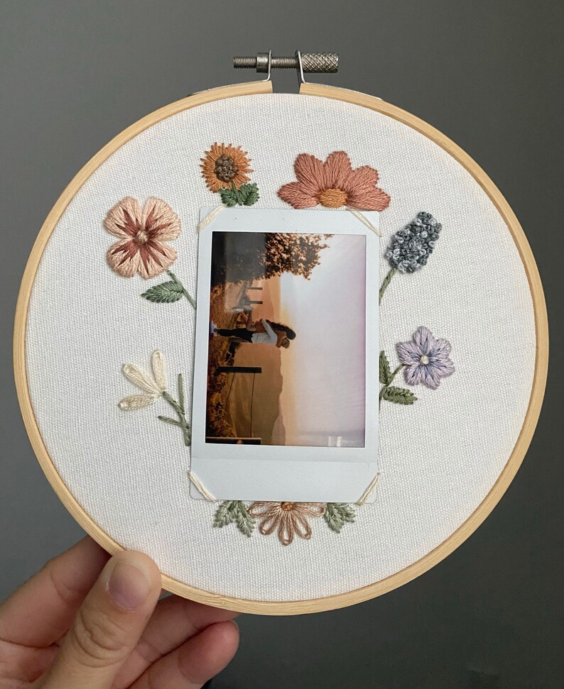 Floral Botanical Framed Instax Polaroid Hand-embroidery Hoop ...