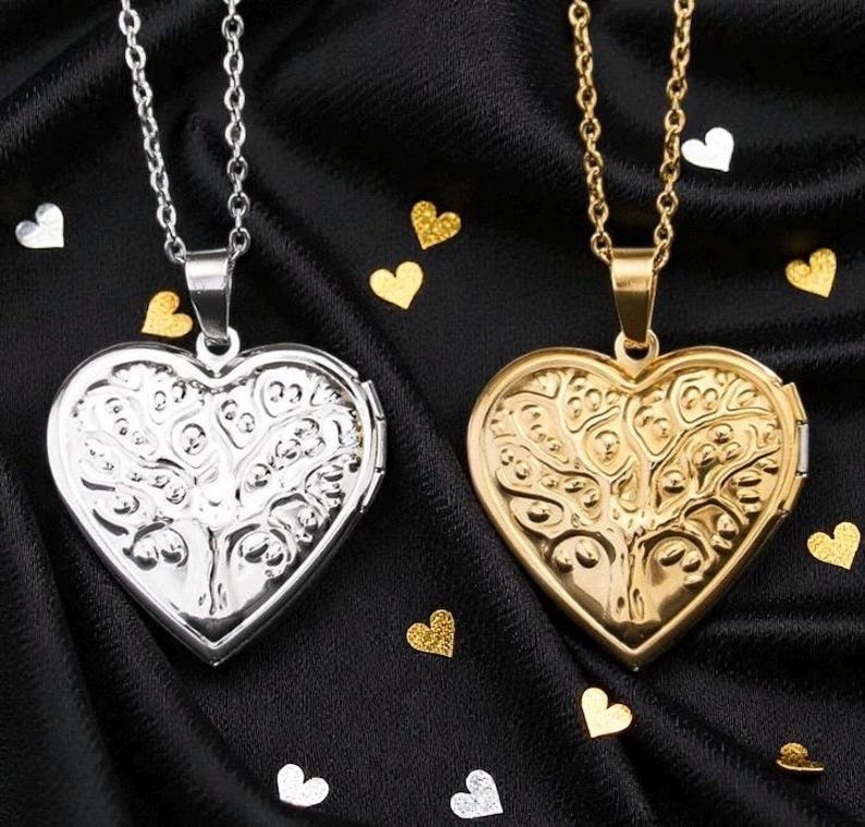 Te Amo Love Family Tree Heart Stainless Steel Locket With 2 Photos - Etsy