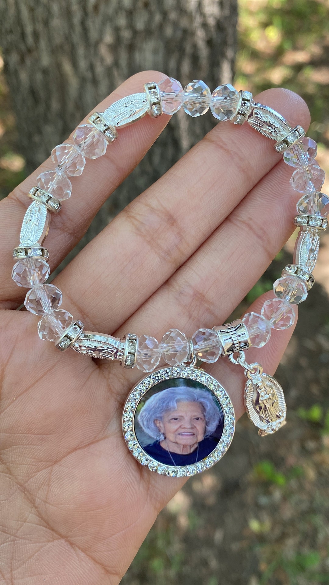 Custom Photo/picture Virgin Mary Stretch Memorial Bracelet Size - Large ...