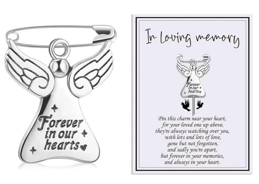 Funeral Memorial Pins Angel Memorial Message Charms Pendant With in ...
