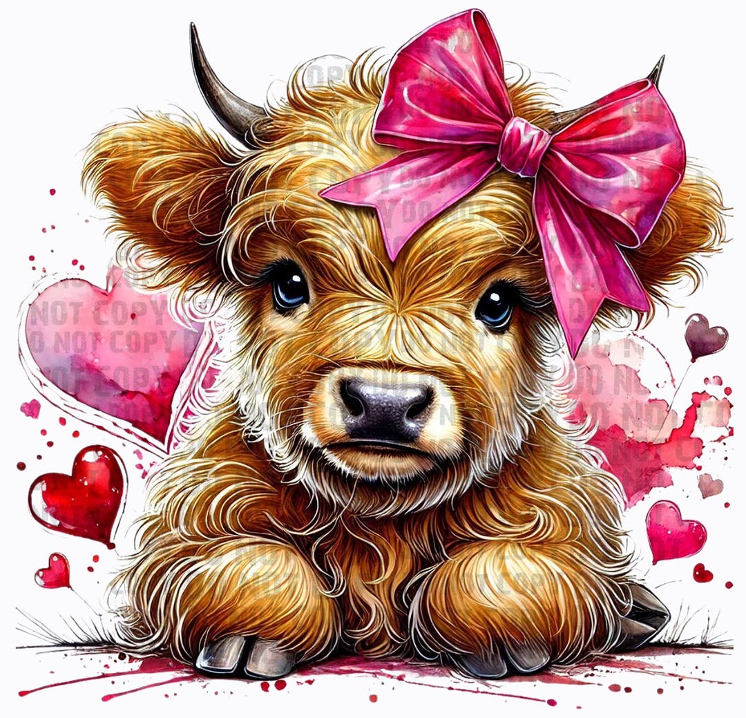 Valentine's Highland Cow | Sublimation Design | 300 Dpi Png Digital ...