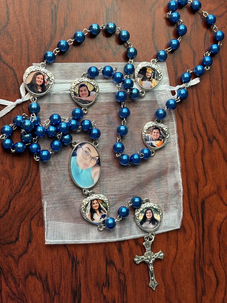 Picture Rosary With 7 Pictures | Custom Rosary | Memorial Gift| Rosario ...