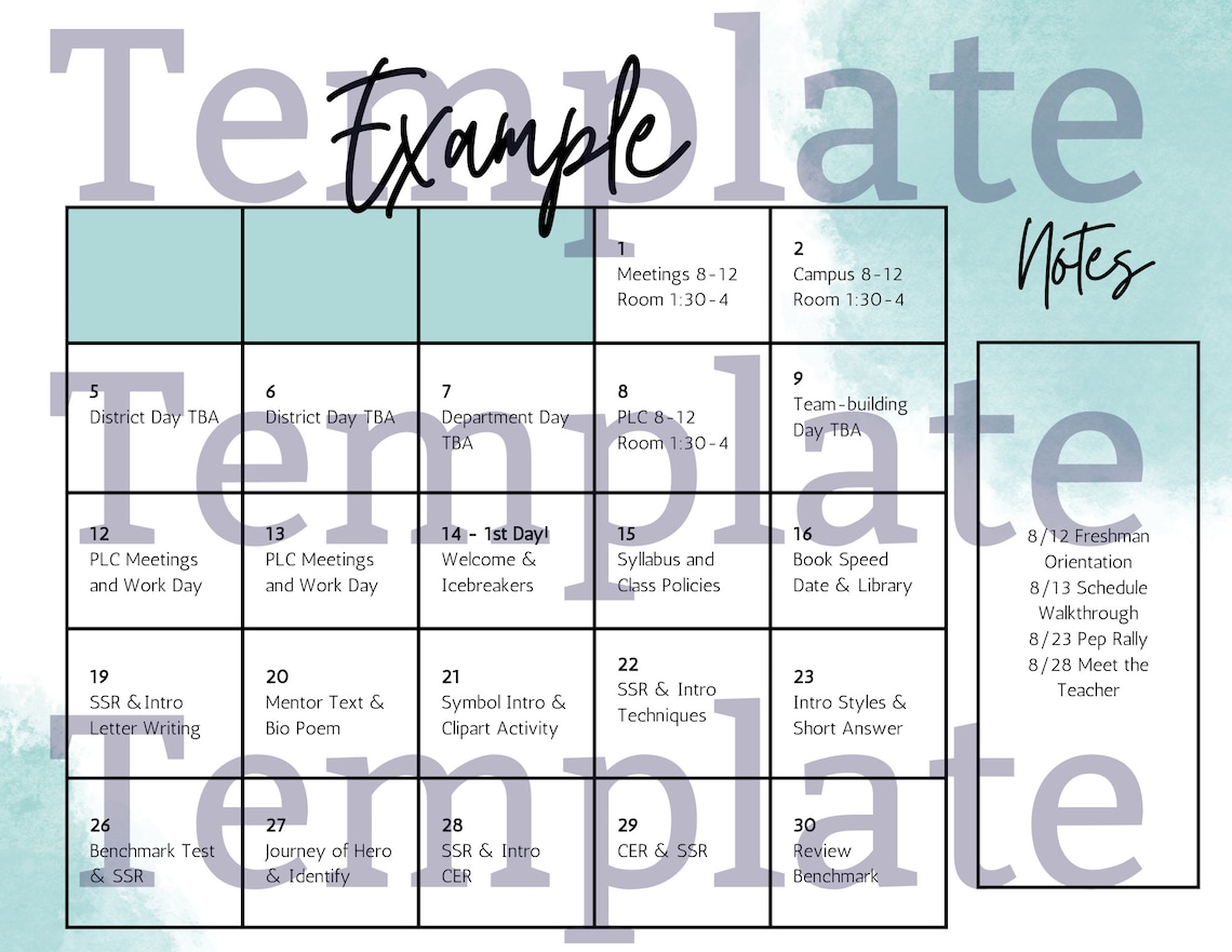 Editable Watercolor Digital Lesson Plan Template - Etsy