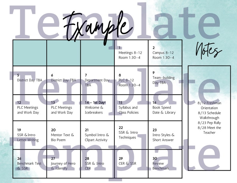 Editable Watercolor Digital Lesson Plan Template - Etsy
