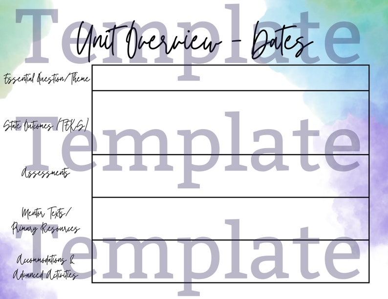 Editable Watercolor Digital Lesson Plan Template - Etsy