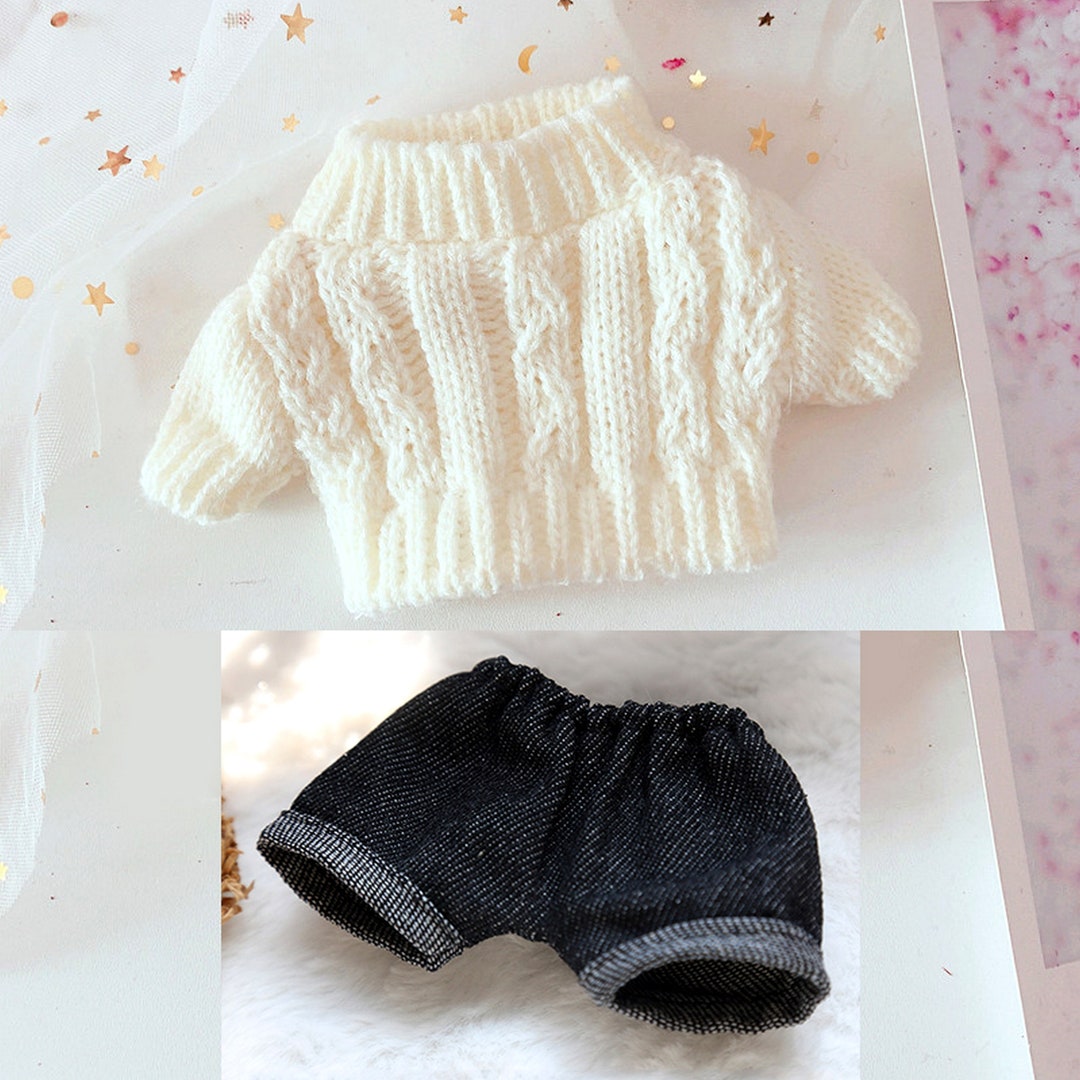 Handmade 20cm Plush Doll Clothes Set Kawii Winter Suit Sweater & Pants ...