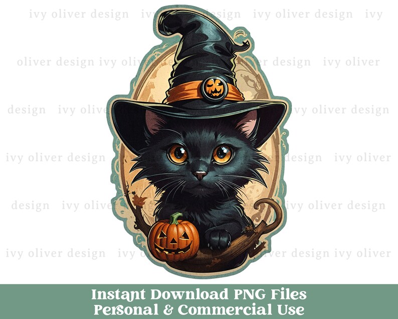 Halloween Clipart PNG Download Halloween Cat Clip Art - Etsy