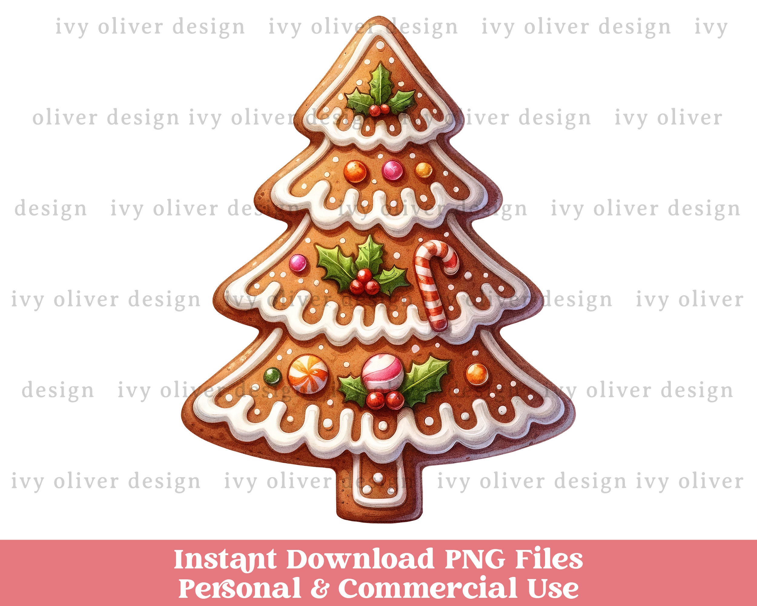 Christmas Tree Cookie Clipart PNG Download Vintage Christmas - Etsy