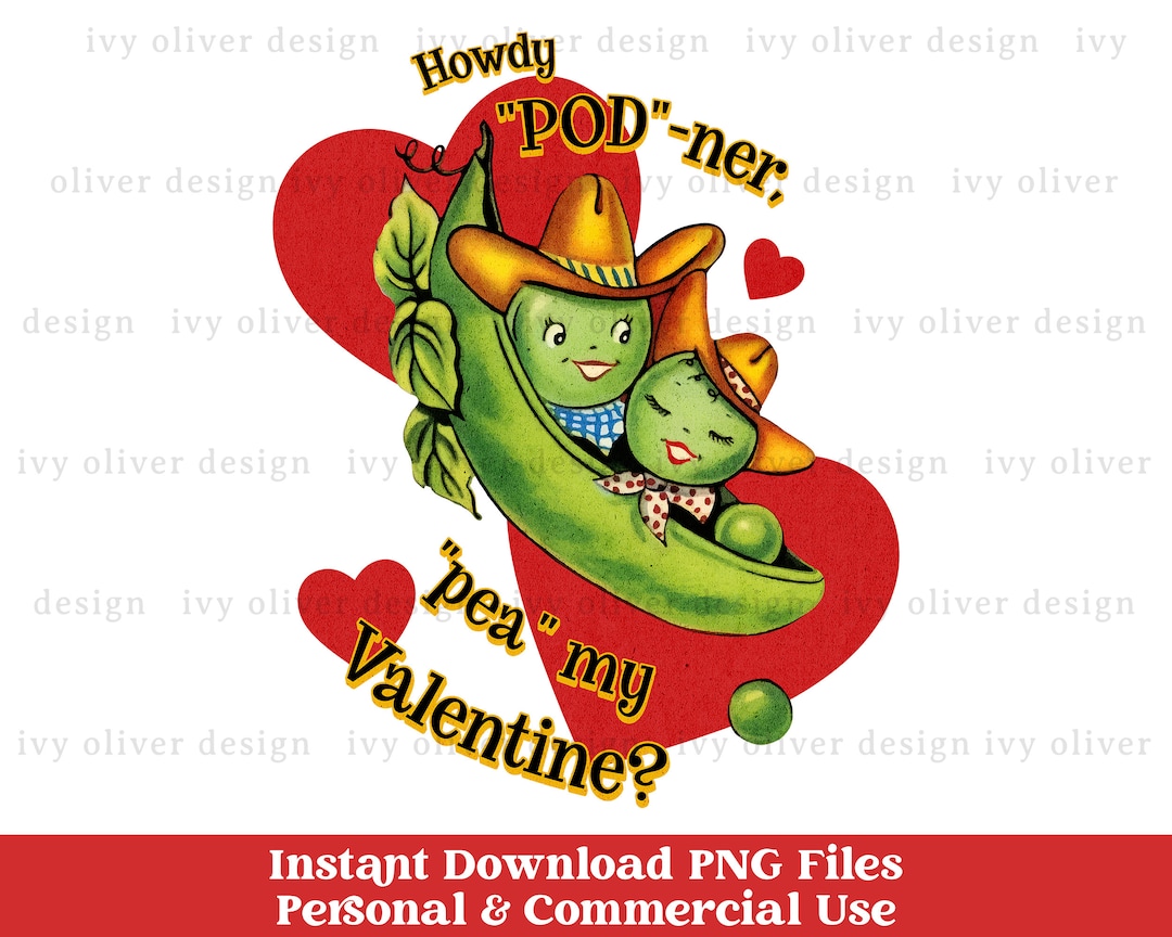 Retro Valentine PNG Clipart, Pea Pods Valentine Card Printable ...
