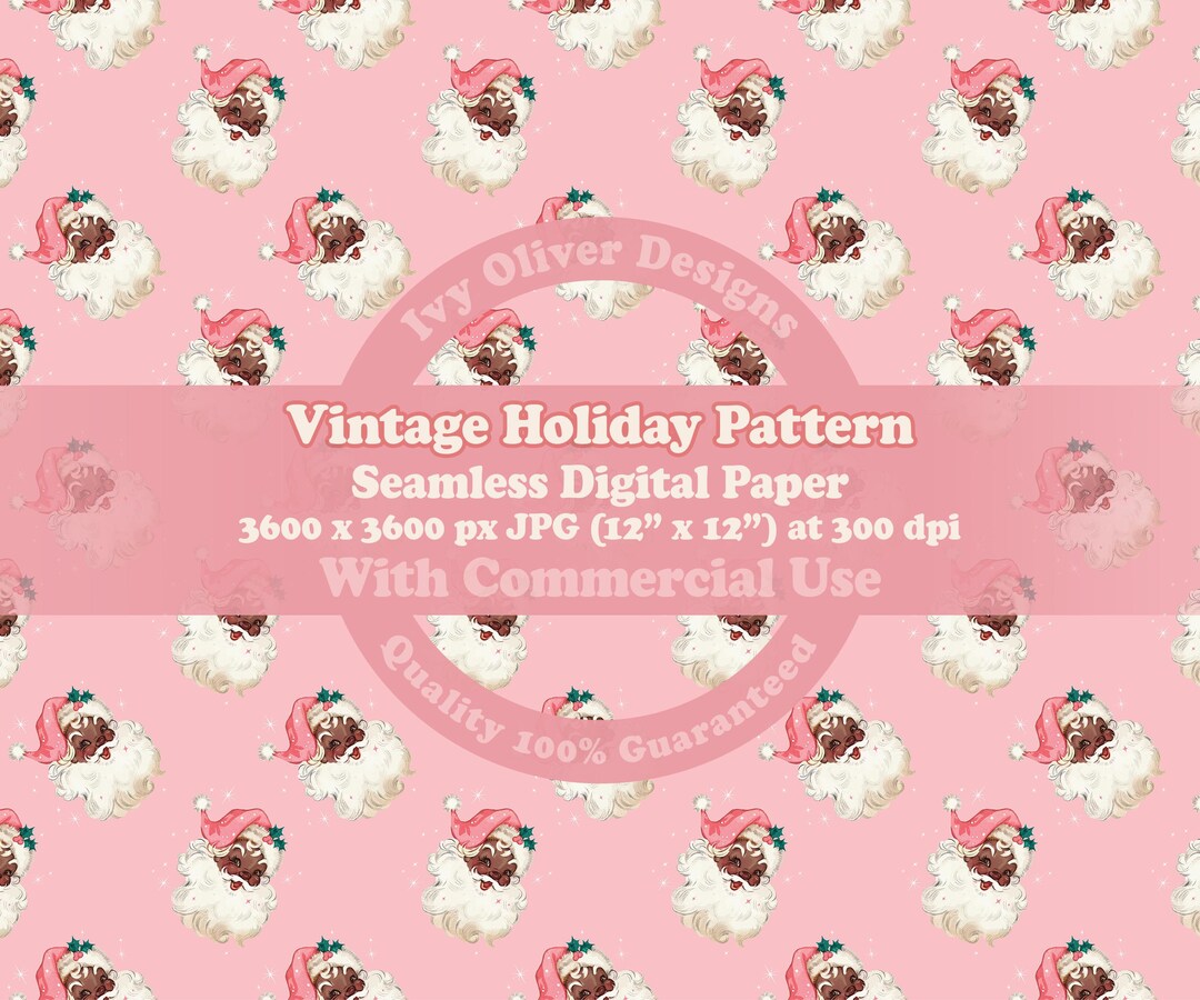 Retro Black Santa Seamless Pattern: Vintage Holiday Design (digital ...