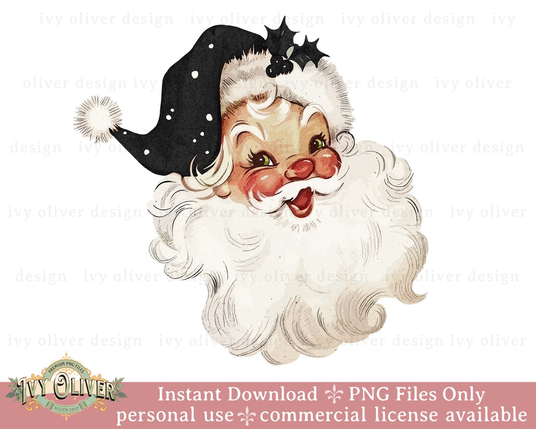 Black Santa Hat PNG Sublimation Design Gift, Retro Christmas Digital ...