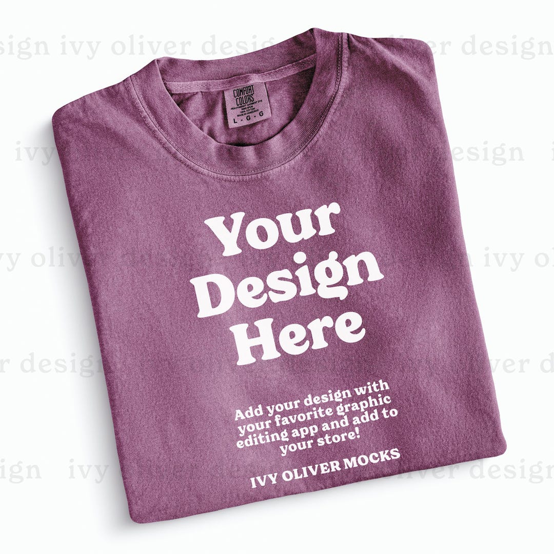Comfort Colors 1717 Berry Shirt Mockup: Folded Flatlay Mock up (digital ...
