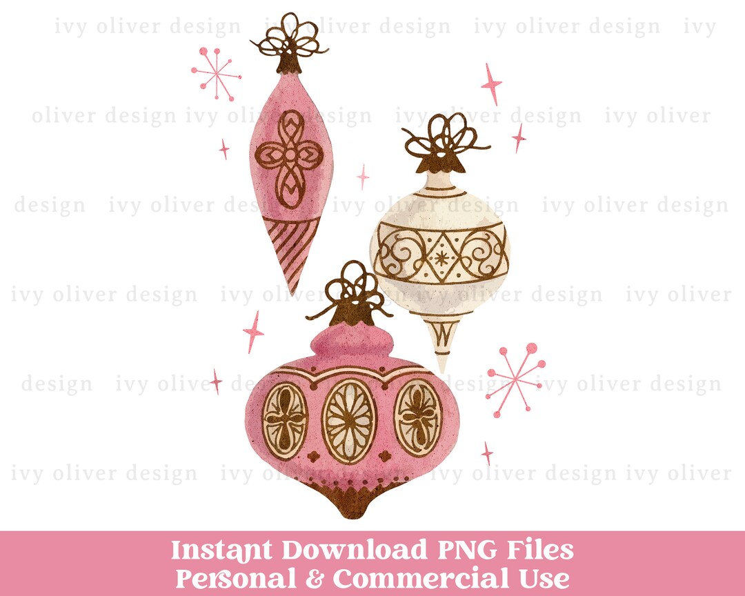 Retro Christmas Ornament Clipart: PNG Download for Sublimation - Etsy