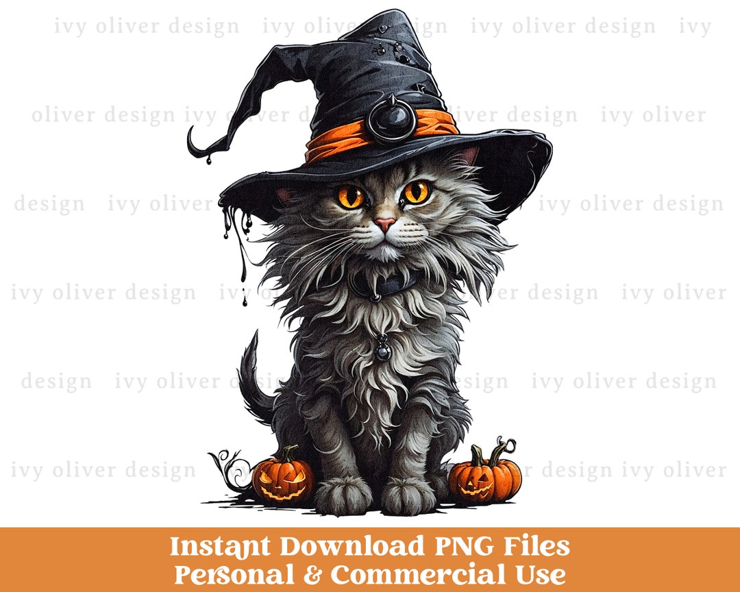 Halloween Clipart Witch Cat PNG Download, Halloween Shirt Sublimation ...