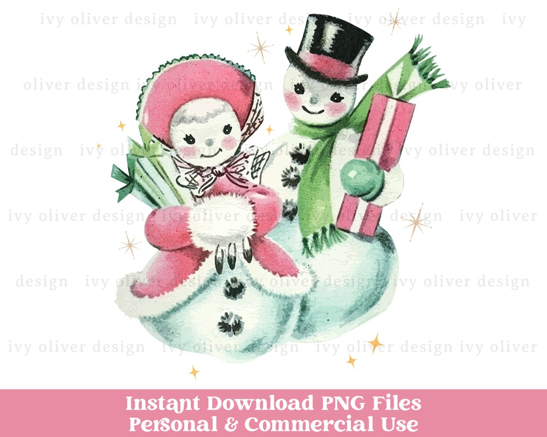 Retro Christmas Snowman Clipart PNG Download, Cute Christmas Clip Art ...