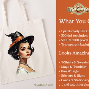Retro Halloween Witch PNG Clipart Download, Vintage Halloween Clip Art ...