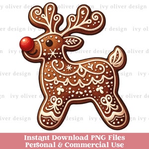 Christmas Cookie Clipart PNG Download, Vintage Christmas Reindeer Clip ...
