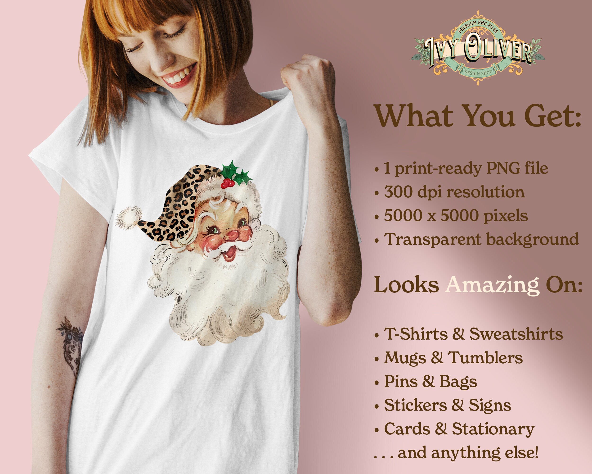 Leopard Santa PNG Sublimation Design Gift Retro Christmas - Etsy