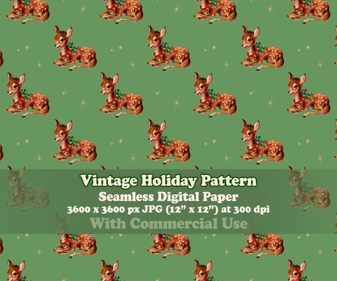 Retro Christmas Digital Paper Seamless Pattern Vintage - Etsy
