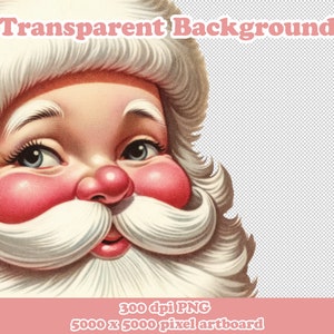 Pink Santa Christmas Clipart PNG Download, Vintage Retro Christmas ...