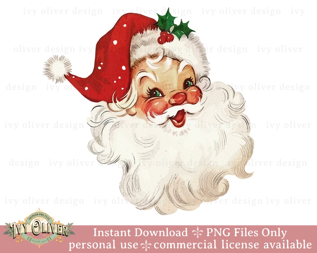 Retro Santa PNG Sublimation Design Gift, Vintage Christmas Digital ...