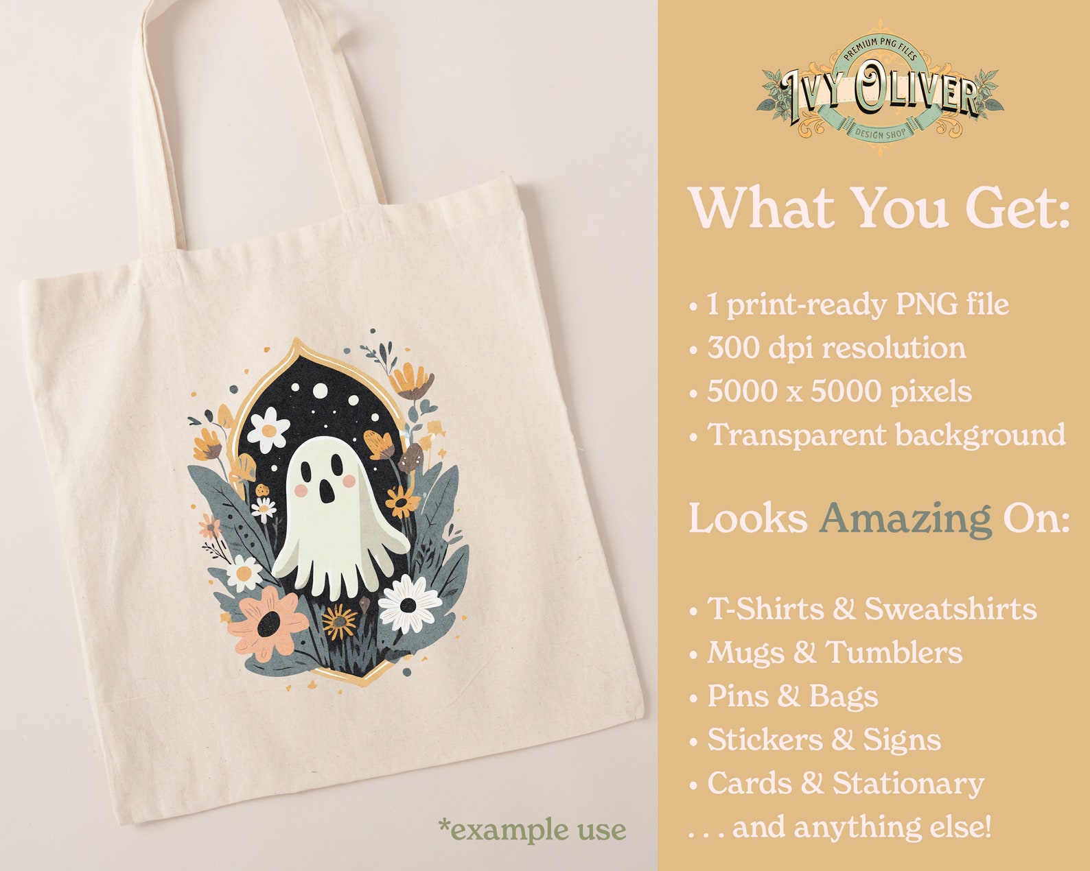 Boho Ghost Clipart PNG Download Cute Halloween PNG - Etsy