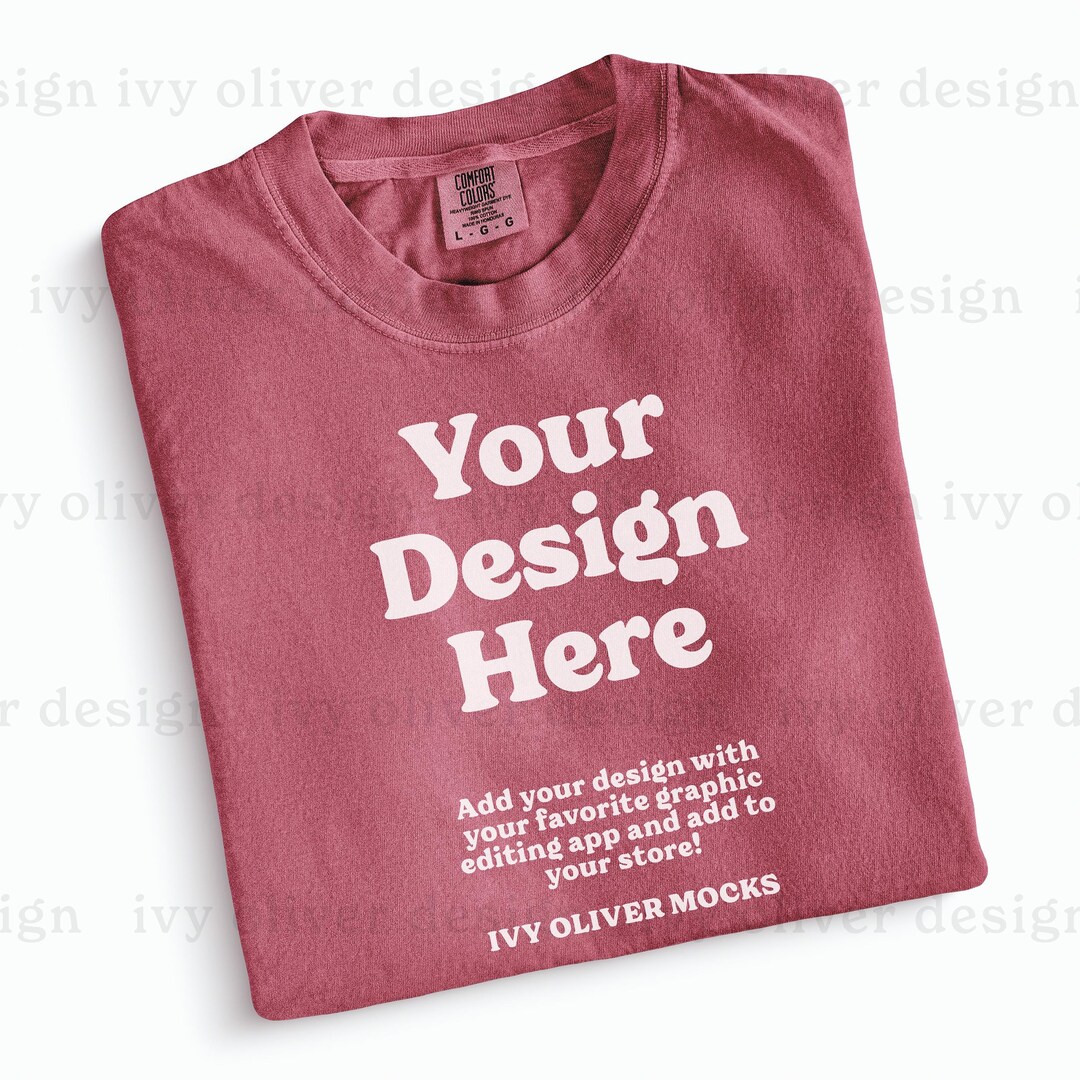 Comfort Colors 1717 CRIMSON Shirt Mockup 1717 Flatlay Mockup Comfort ...
