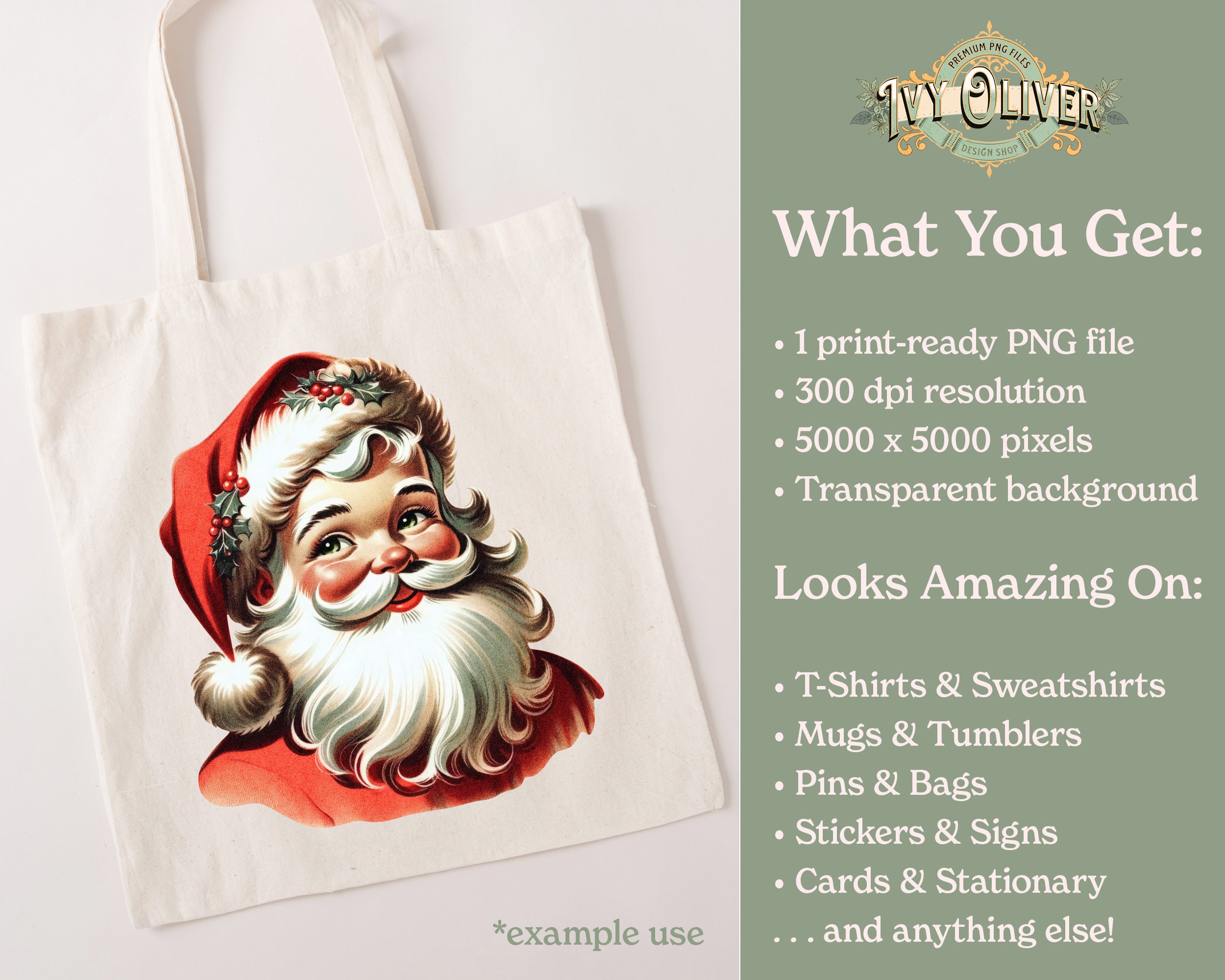 Retro Santa Christmas PNG Sublimation Design Download Vintage - Etsy