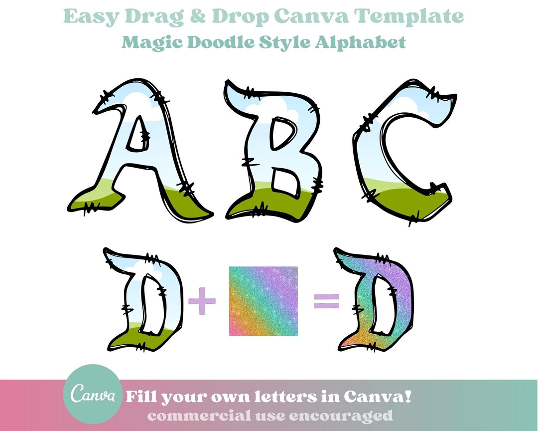 Magic Doodle Letters Canva Template, Editable Canva Frame Template ...