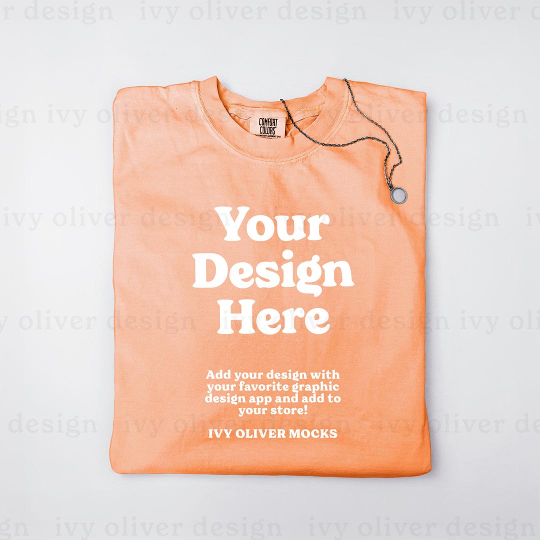 Comfort Colors 1717 Melon Shirt Mockup: Folded Flatlay Mock up (digital ...