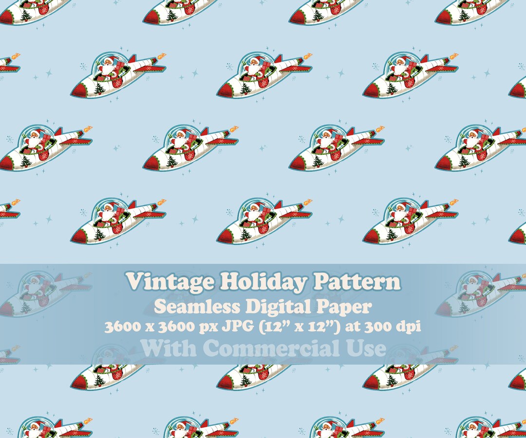Retro Santa Seamless Pattern Digital Paper, Vintage Christmas ...