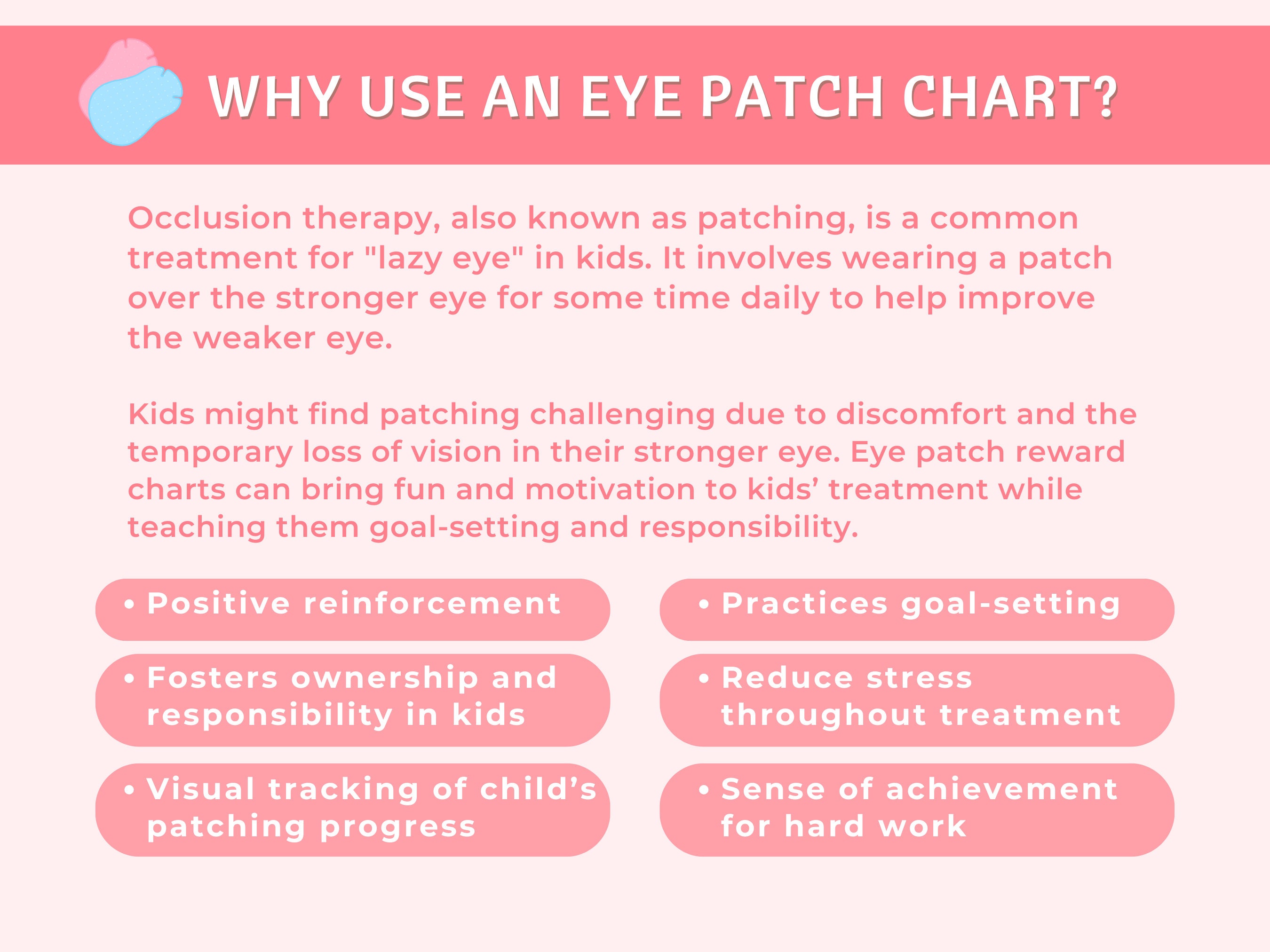 Eye Patch Reward Chart Eye Patch Chart Amblyopia Eye Patch Poster Kids ...
