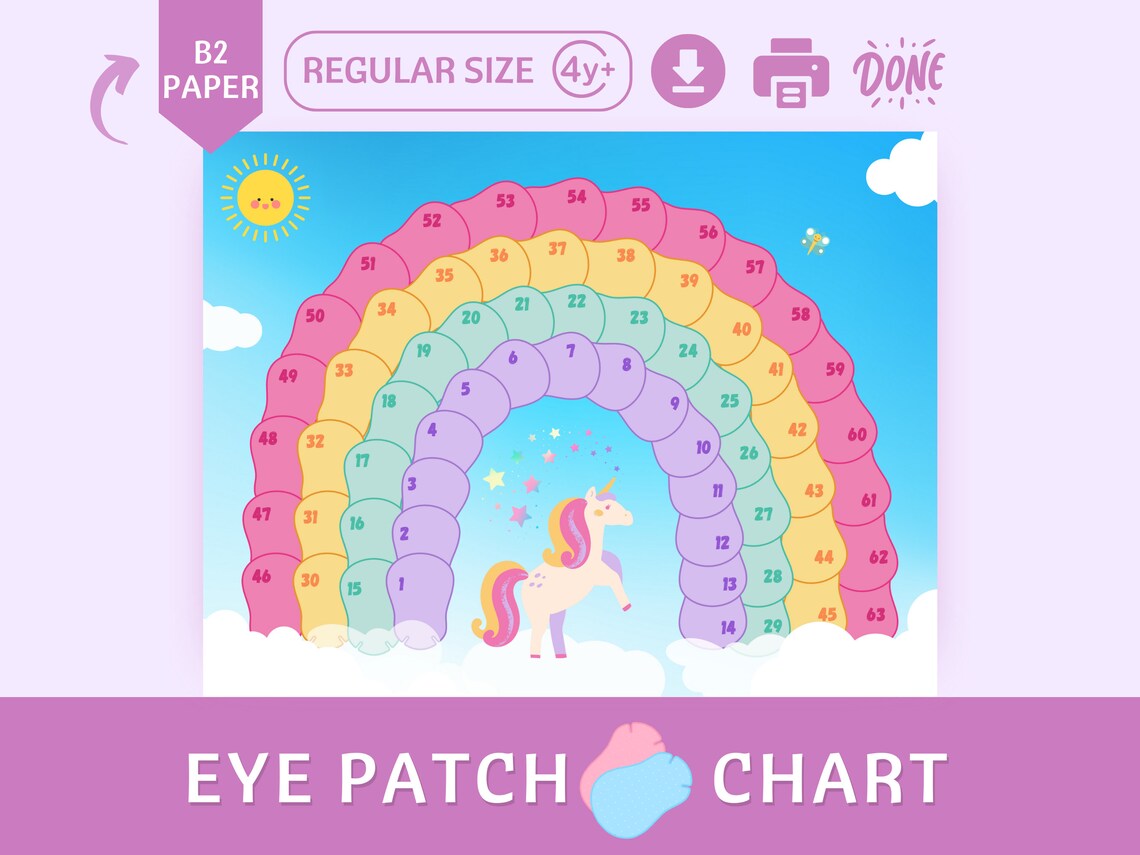 Eye Patch Reward Chart for Kids: Lazy Eye, Amblyopia Treatment (digital ...