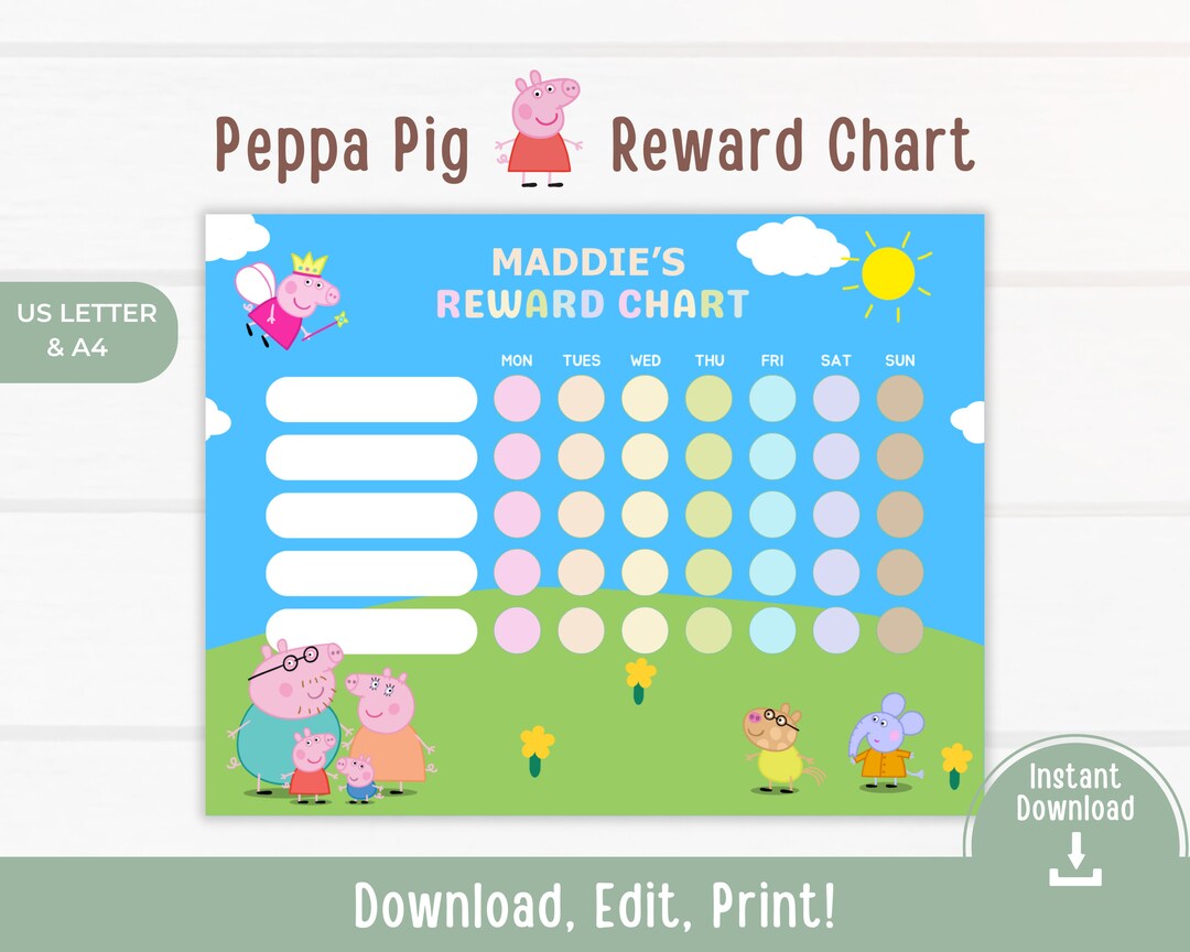 Reward Chart for Kids Editable Behavior Chart Printable Sticker Chart ...