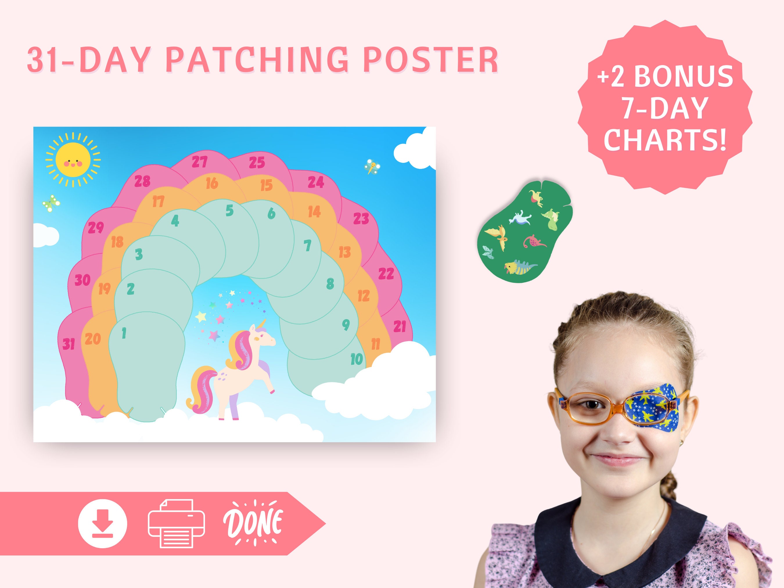 Eye Patch Reward Chart Eye Patch Chart Amblyopia Eye Patch Poster Kids ...