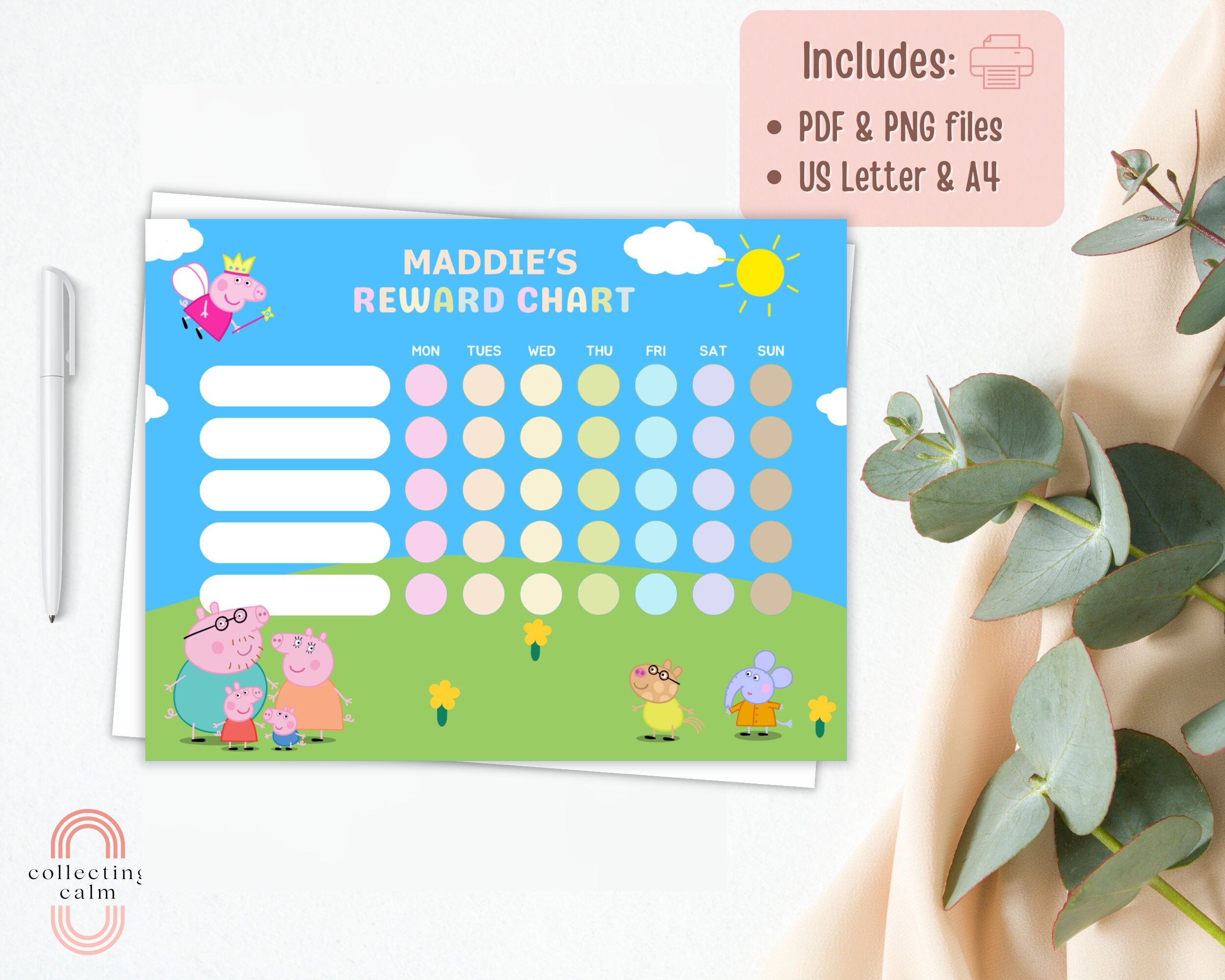 Peppa Pig Reward Chart, Kids Behavior & Chore Tracker (digital Download ...