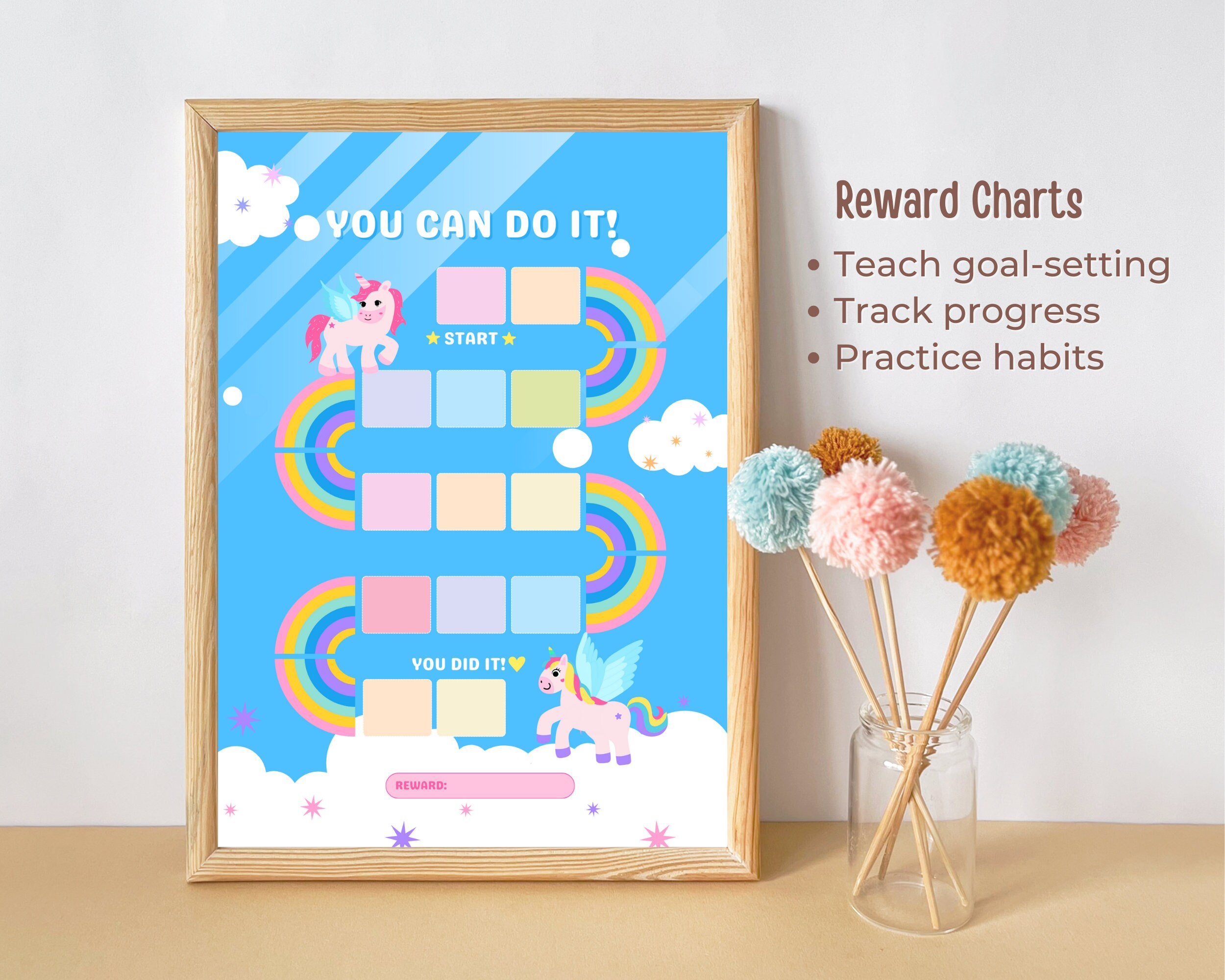 Unicorn Reward Chart for Kids: Printable Sticker Chart (digital ...