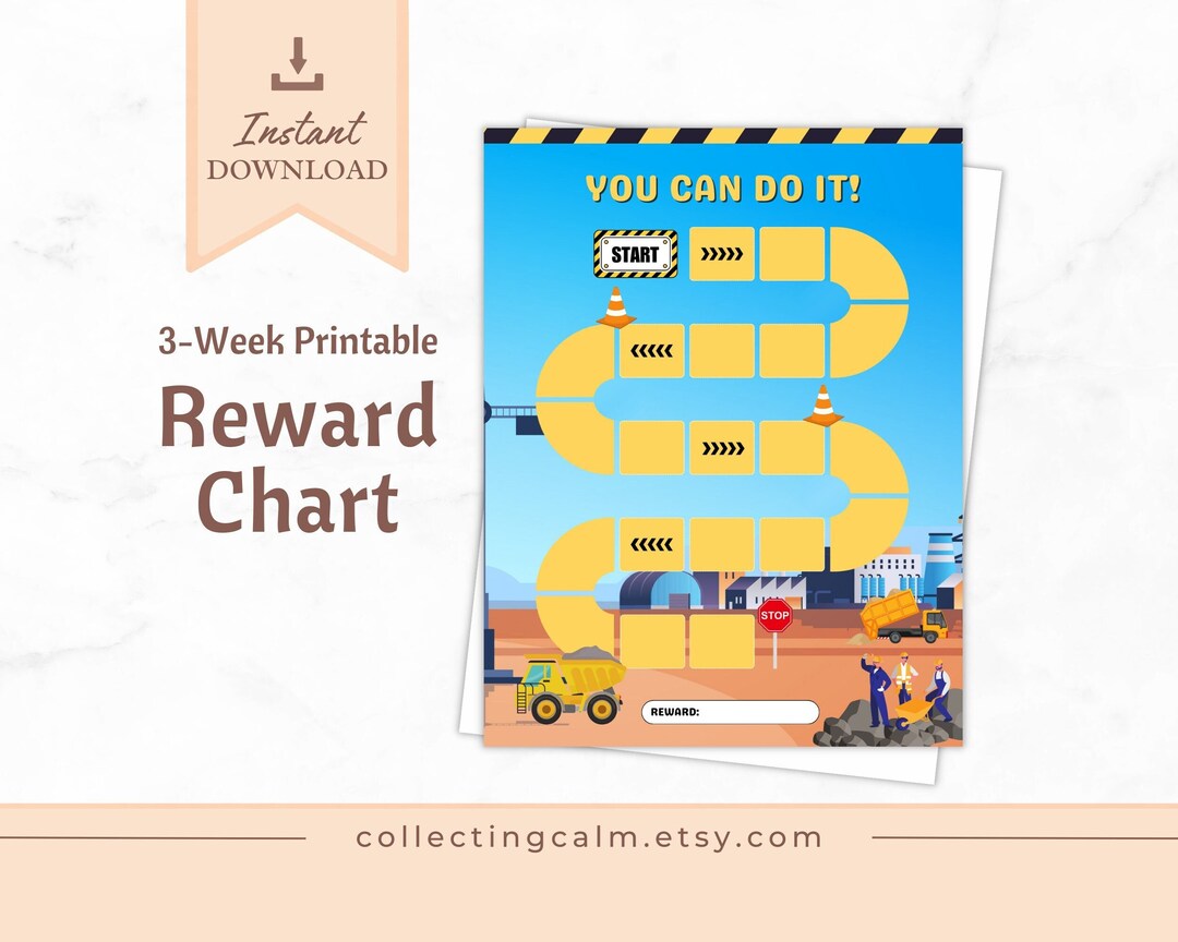 Kids Reward Chart: Construction Theme, Good Behavior (printable) - Etsy