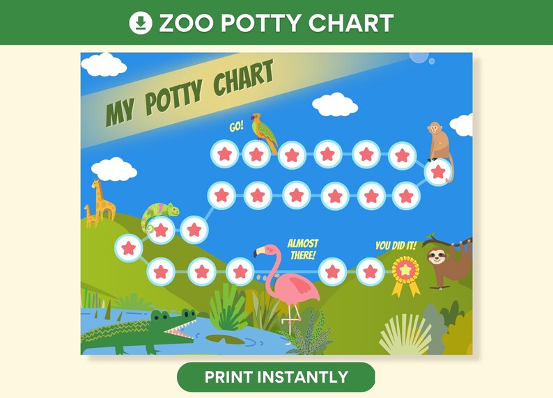 Zoo Animals Potty Training Reward Chart (printable) - Etsy